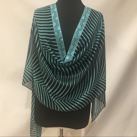 Accessories | Chevron Stripe Teal Blue Scarf Shawl Hijab Turban | Poshmark